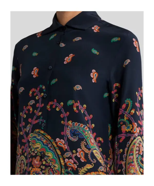 Etro Floral Paisley Printed Long Sleeve Shirt - Blue