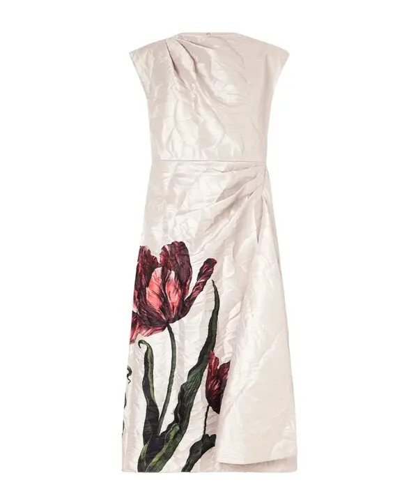 Erdem Draped Floral-print Midi Dress - Pale Pink