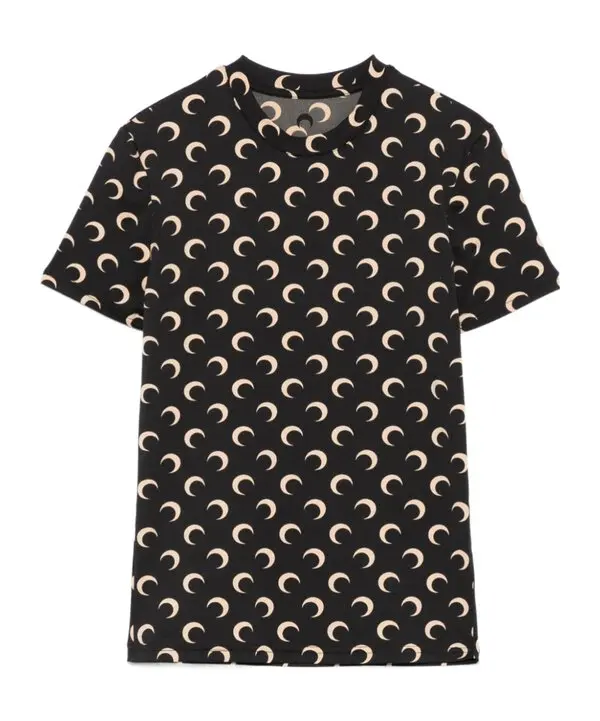 MARINE SERRE Crescent Print Crewneck T-shirt - Black