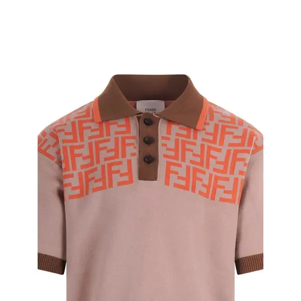 Fendi Ff-motif Knit Polo Shirt