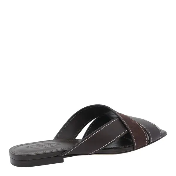 TOD'S Square Toe Weaved Sandals - Black