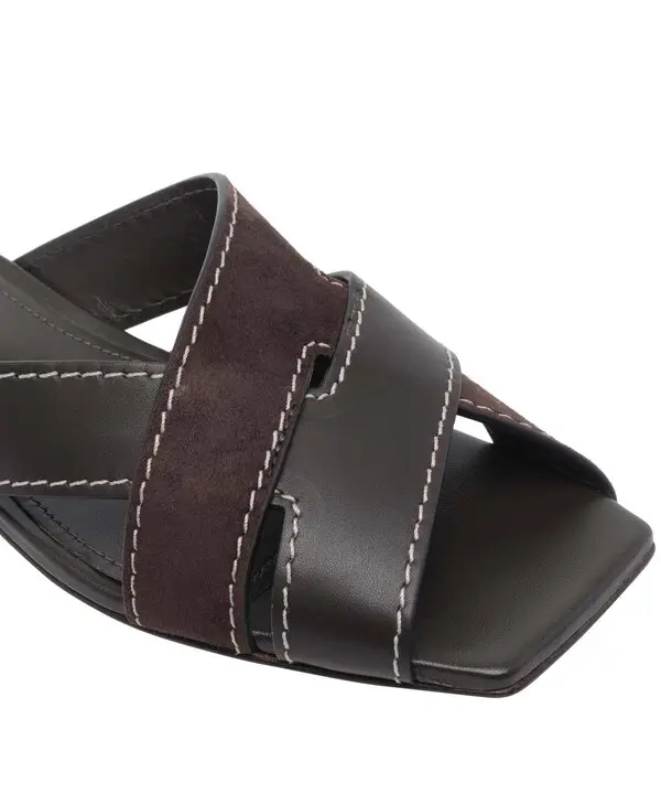 TOD'S Square Toe Weaved Sandals - Black