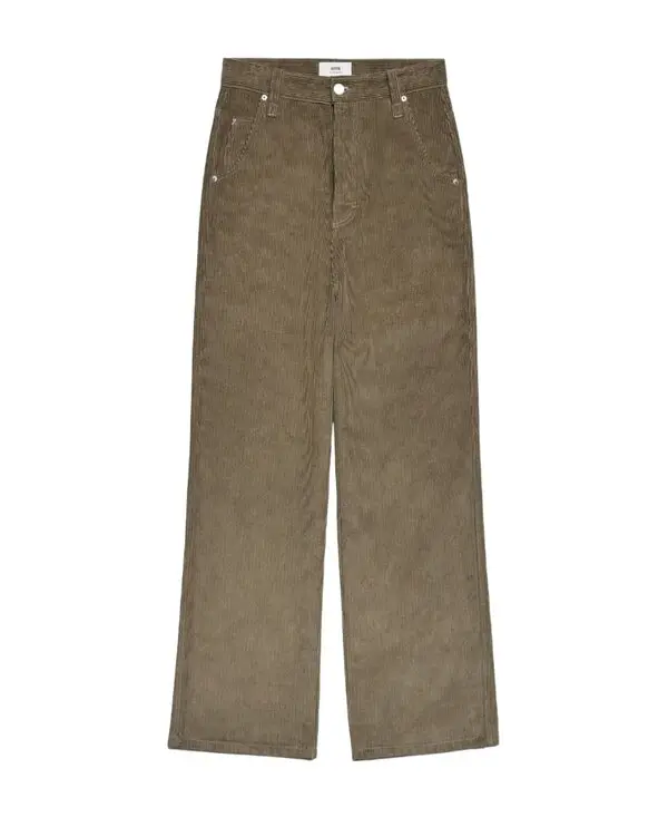 Ami Corduroy Straight Trousers - Brown