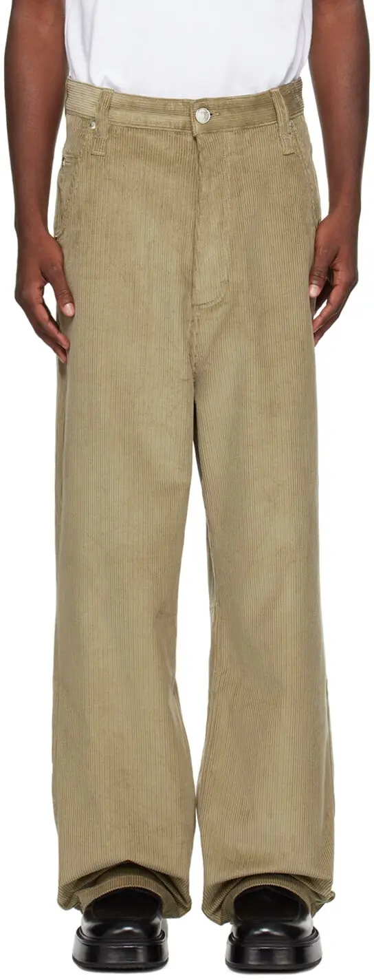 AMI Paris Corduroy Straight Trousers - Brown
