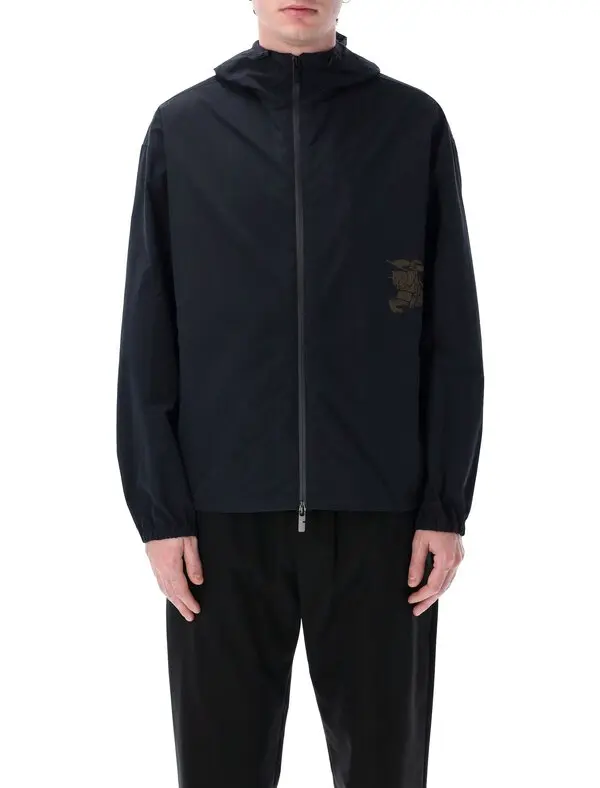 Burberry Logo Detailed Hooded Zip-up Jacket