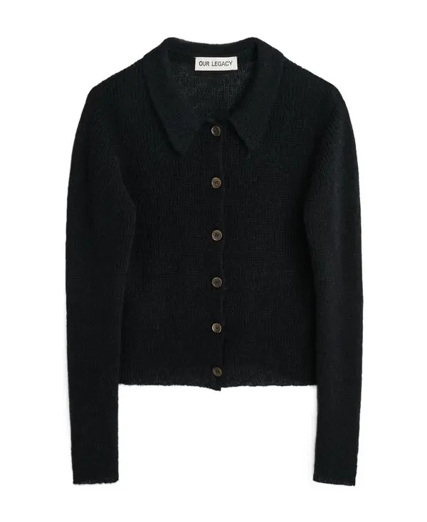 Our Legacy Mazzy Long Sleeved Ribbed-knit Cardigan - Black