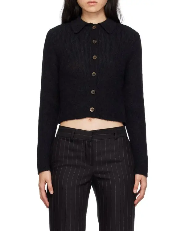 Our Legacy Mazzy Long Sleeved Ribbed-knit Cardigan - Black
