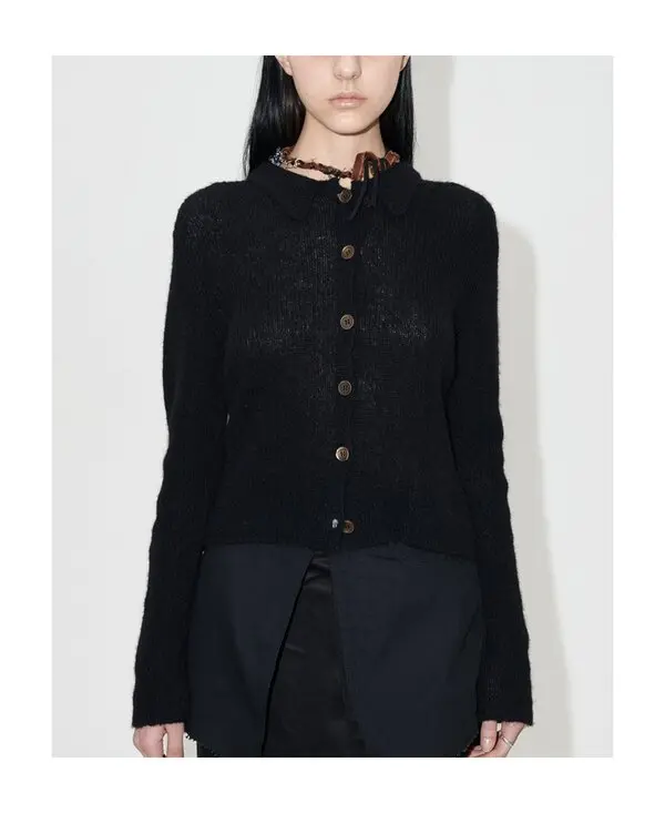 Our Legacy Mazzy Long Sleeved Ribbed-knit Cardigan - Black