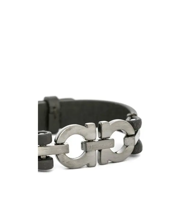 FERRAGAMO Gancini Logo Bracelet - Dark Brown