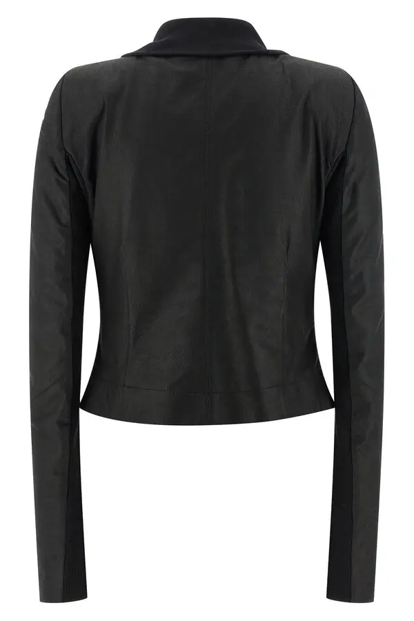 Rick Owens Asymmetrical Zip Biker Jacket With Embellishments - Black