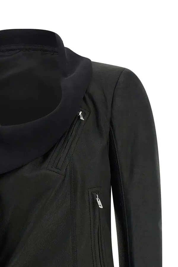 Rick Owens Asymmetrical Zip Biker Jacket With Embellishments - Black