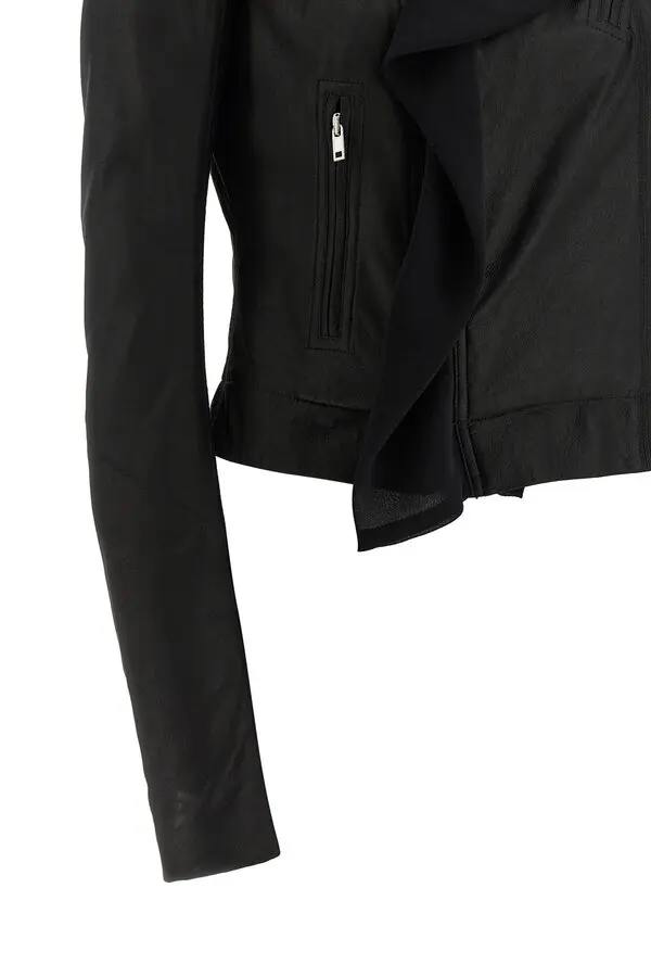 Rick Owens Asymmetrical Zip Biker Jacket With Embellishments - Black