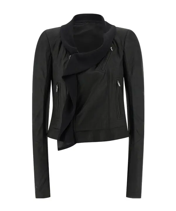 Rick Owens Asymmetrical Zip Biker Jacket With Embellishments - Black