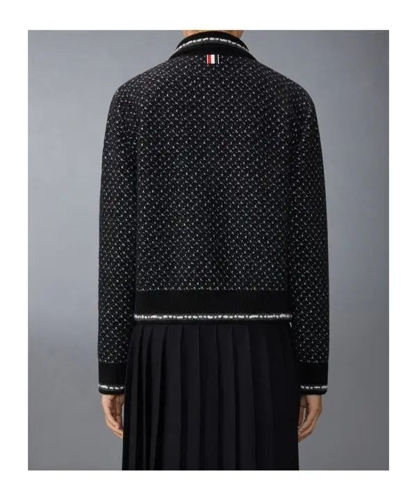 Thom Browne Spread Collar Textured Bomber Jacket