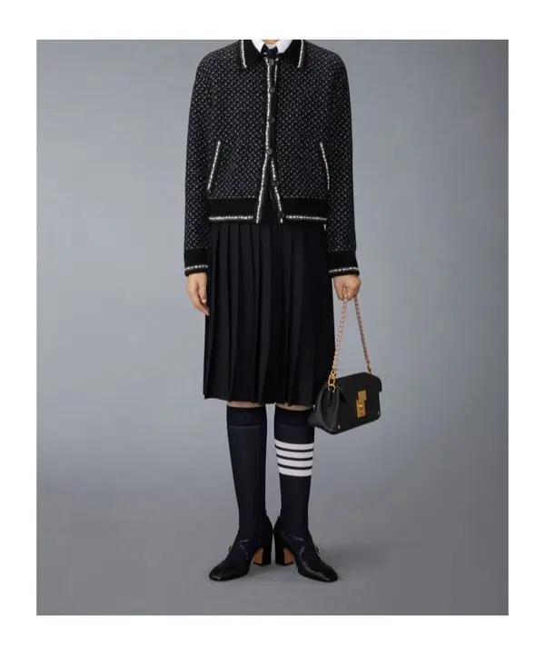 Thom Browne Spread Collar Textured Bomber Jacket