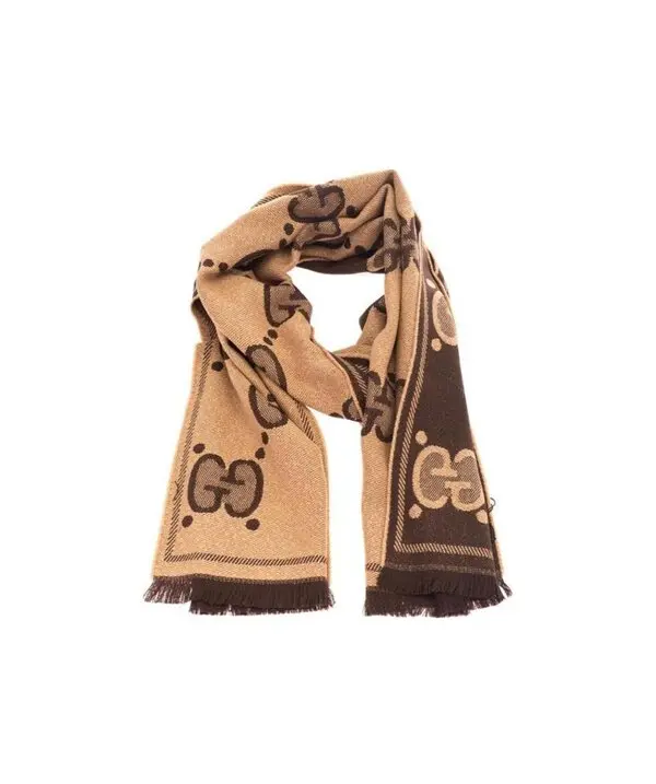 Gucci Gg Jacquard Scarf - Brown