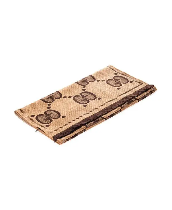 Gucci Gg Jacquard Scarf - Brown