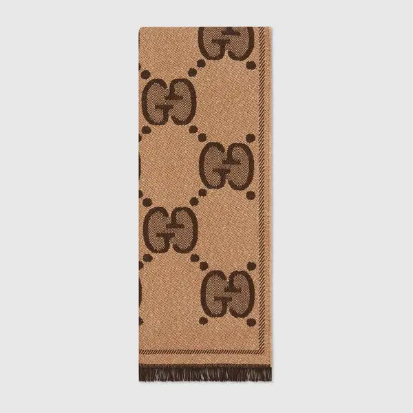 Gucci Gg Jacquard Scarf - Brown