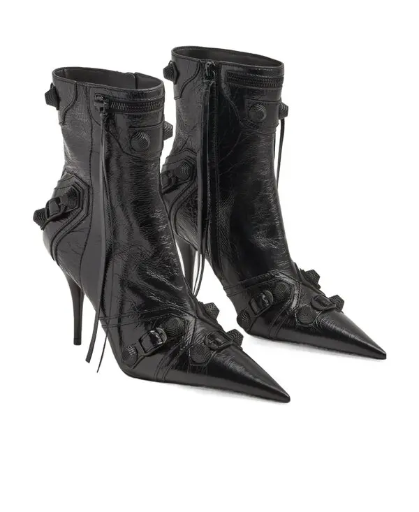 Balenciaga Cagole Pointed-toe Boots - Black