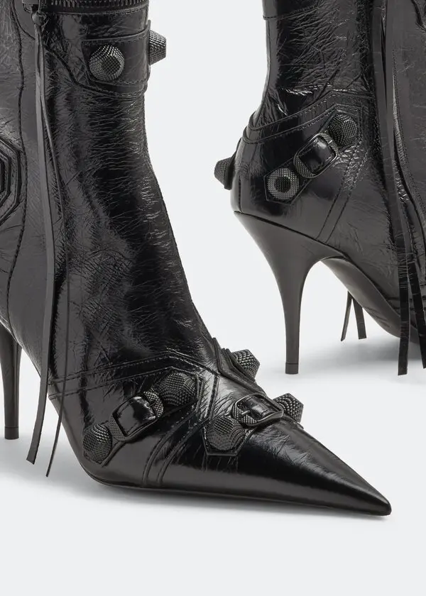 Balenciaga Cagole Pointed-toe Boots - Black