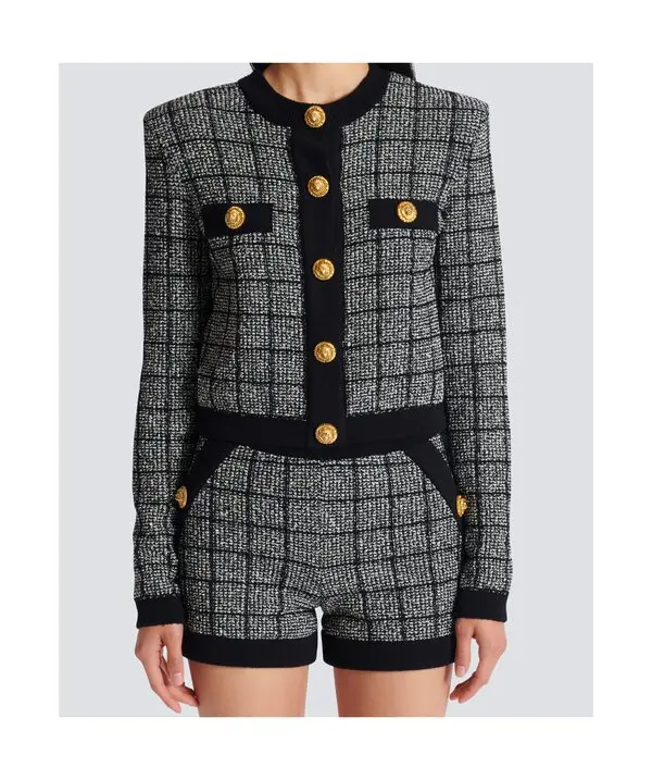 Balmain Light Tweed Cardigan With Lion Head Buttons
