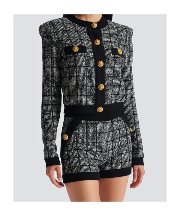 Balmain Light Tweed Cardigan With Lion Head Buttons