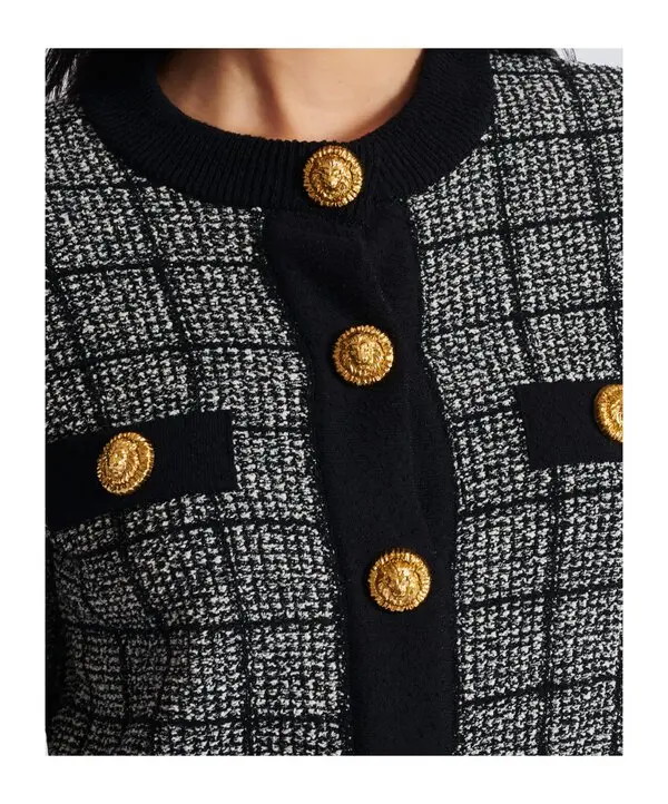 Balmain Light Tweed Cardigan With Lion Head Buttons