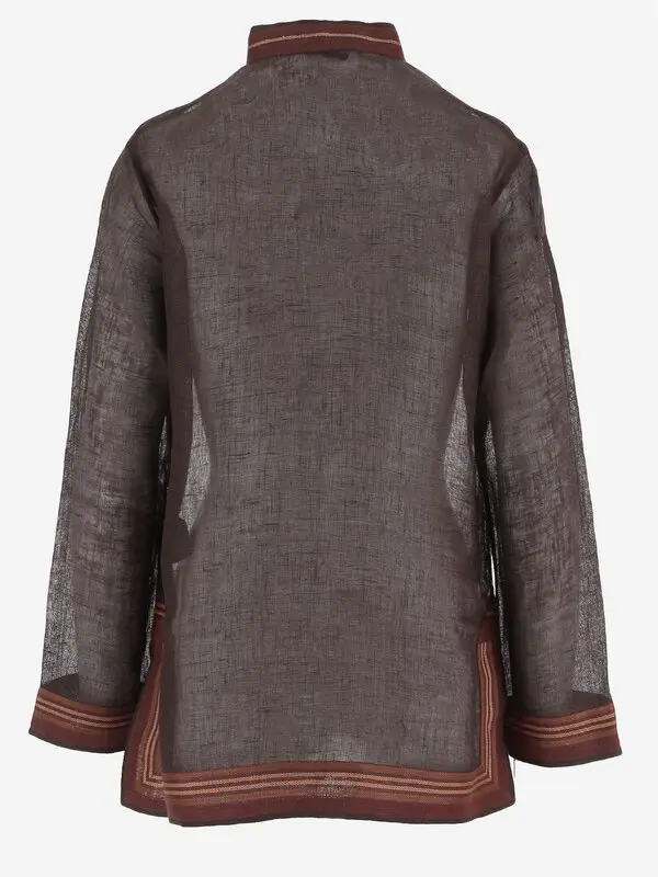 Tory Burch Striped Detail Tunic - Dark Mocha