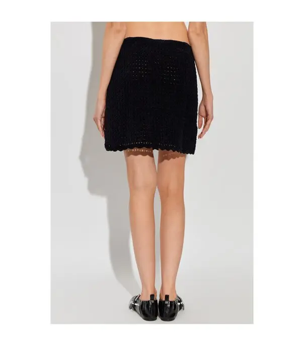 GANNI Crochet Mini Skirt With Gold Button Detail