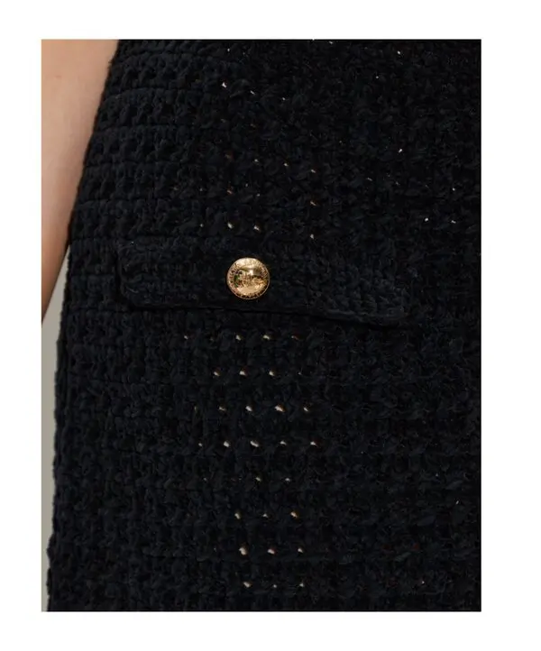 GANNI Crochet Mini Skirt With Gold Button Detail