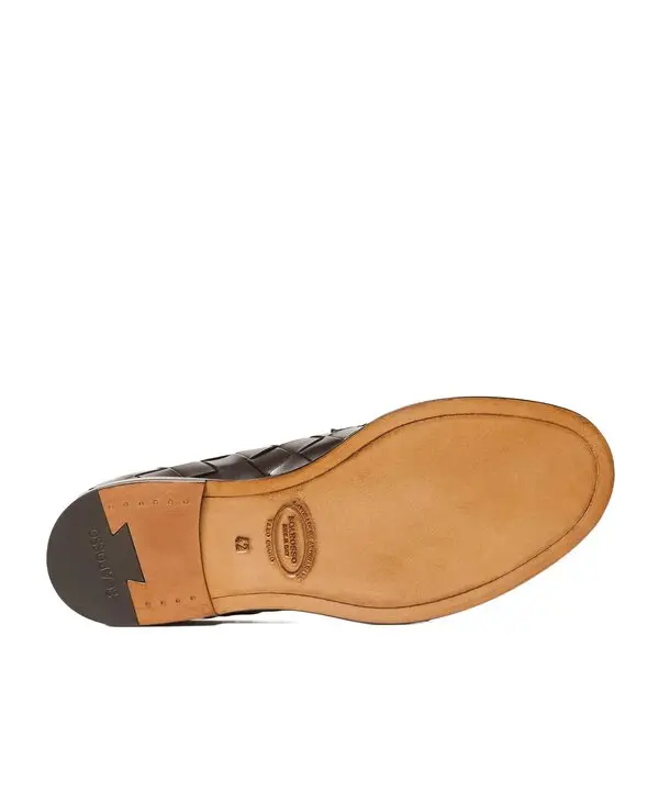 SCAROSSO Gerald Woven Loafers - Dark Brown