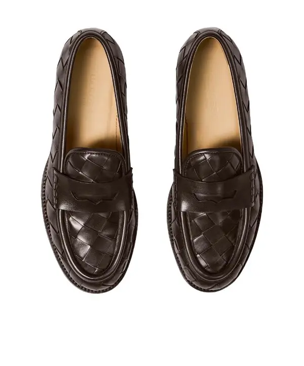 SCAROSSO Gerald Woven Loafers - Dark Brown