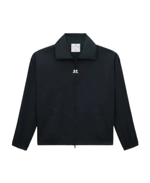 COURREGES High-neck Logo-embroidered Zip-up Jacket - Black