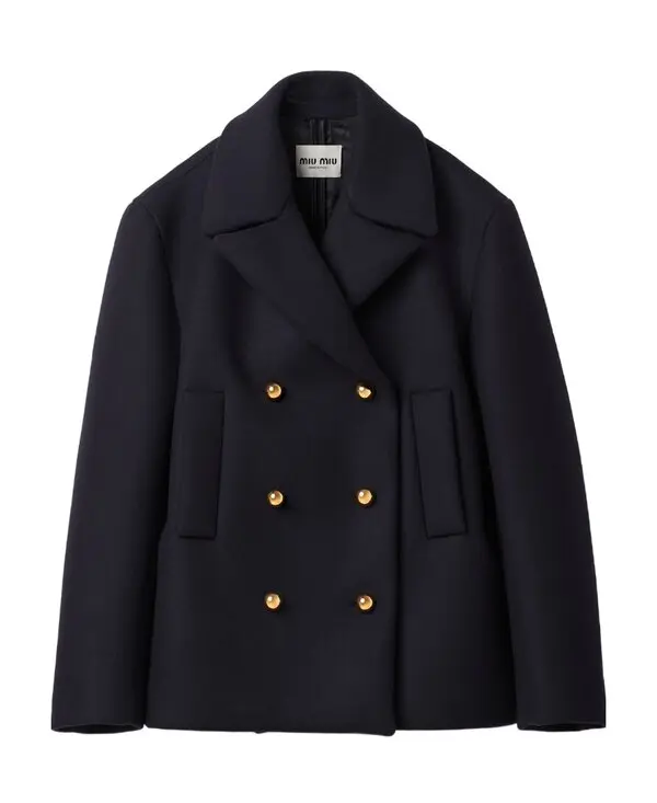 Miu Miu Double-breasted Peacoat Jacket - Blue