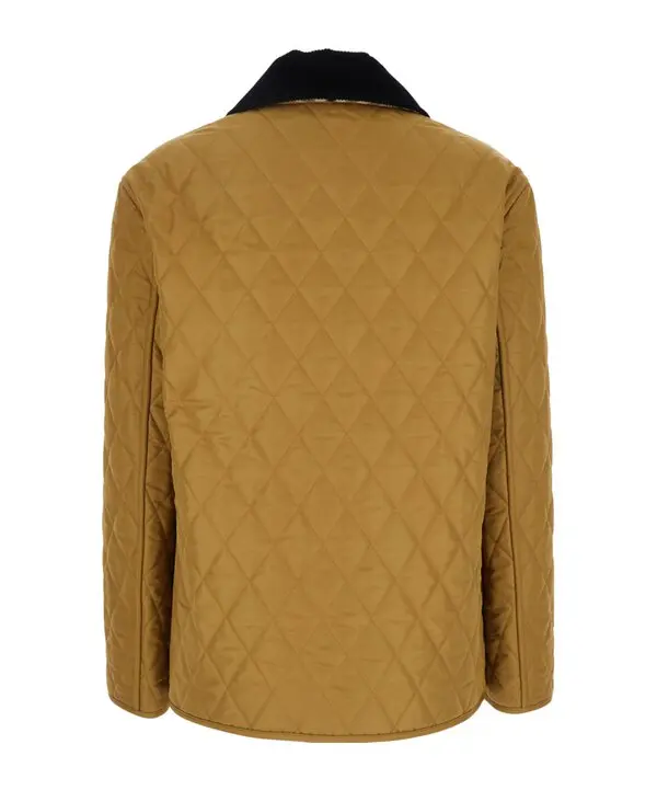 Burberry Quilted Jacket With Corduroy Collar - Camel