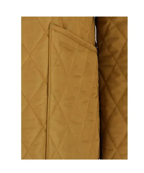 Burberry Quilted Jacket With Corduroy Collar - Camel