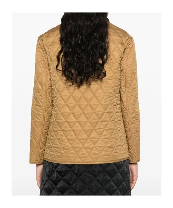 Burberry Quilted Jacket With Corduroy Collar - Camel