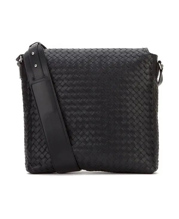 Bottega Veneta Intrecciato Weave Messenger Bag - Black