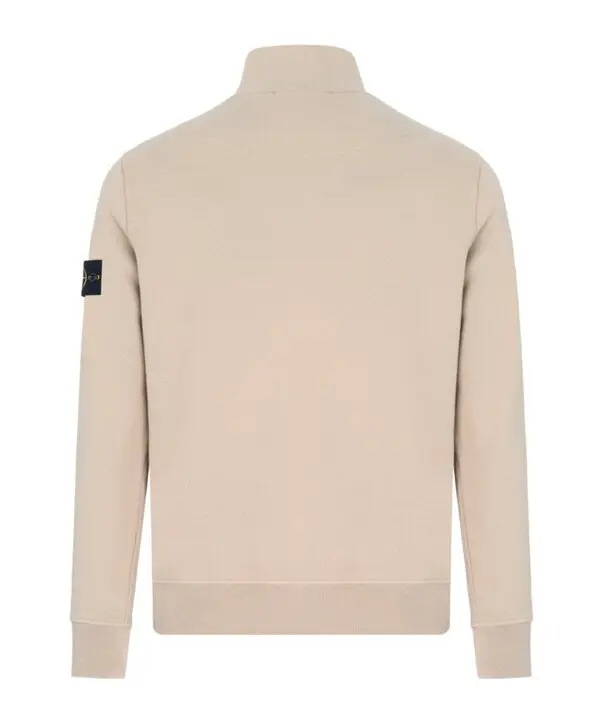 Stone Island Logo Patch Quarter-zip Sweatshirt - Beige