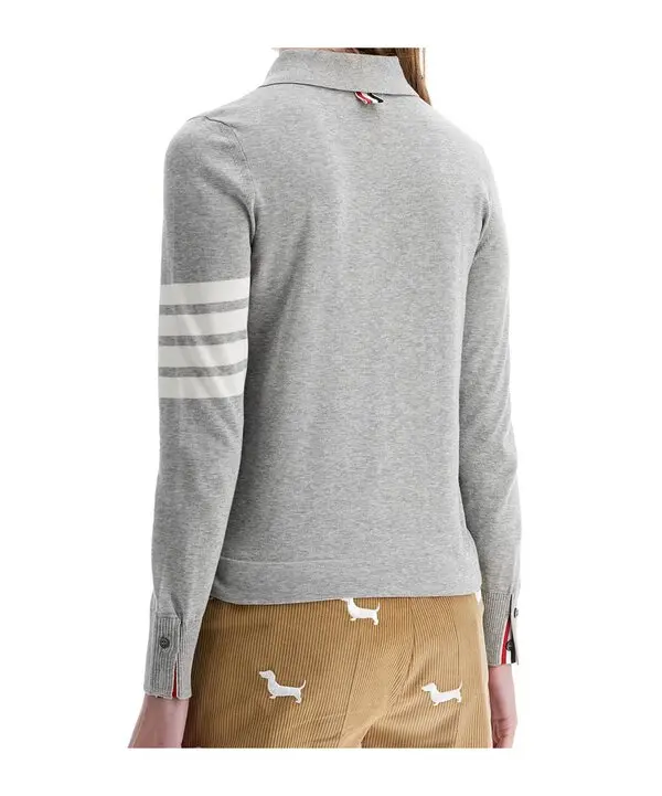 Thom Browne 4-bar Stripe Knitted Polo Shirt