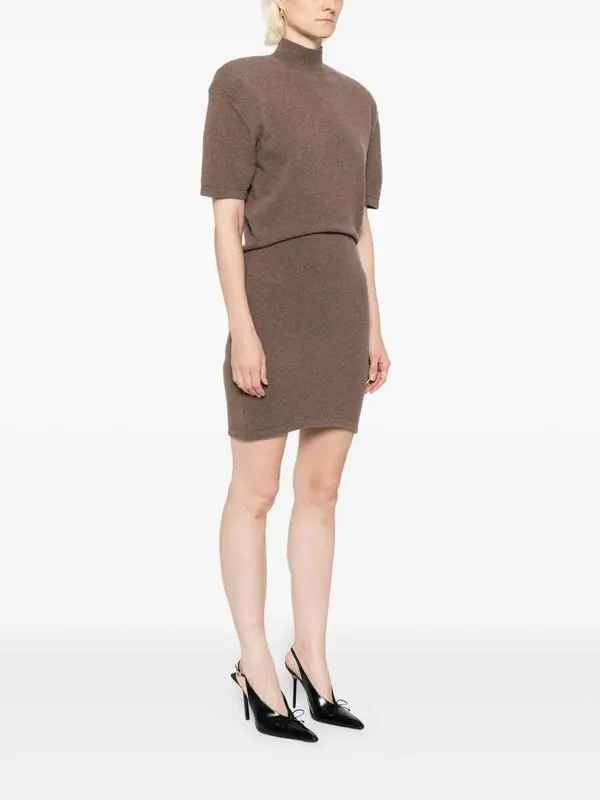 Jacquemus High Neck Knitted Dress - Brown
