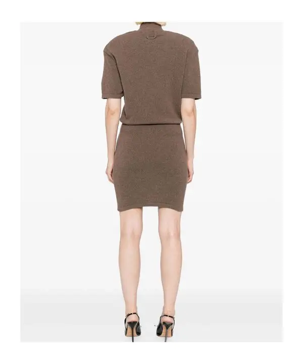 Jacquemus High Neck Knitted Dress - Brown