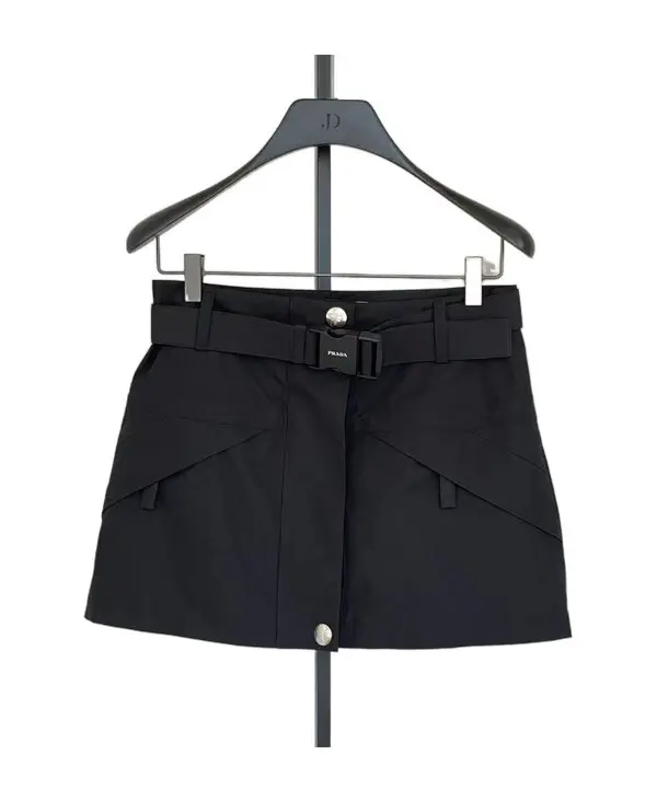 Prada High-waist Buckled Mini Skirt