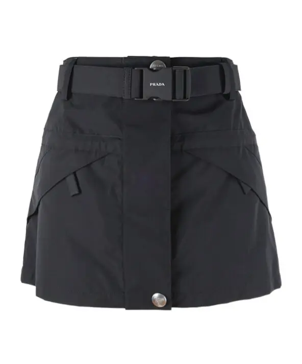 Prada High-waist Buckled Mini Skirt