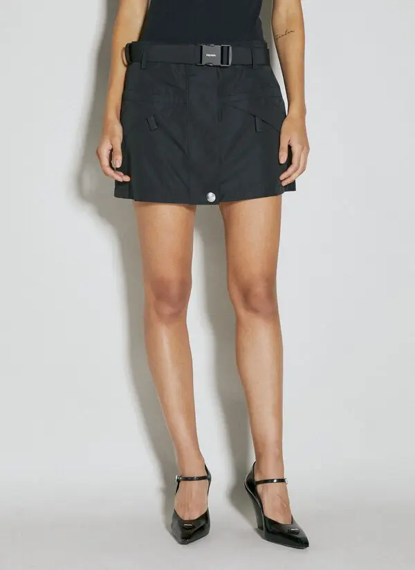 Prada High-waist Buckled Mini Skirt