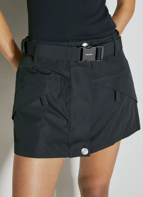 Prada High-waist Buckled Mini Skirt