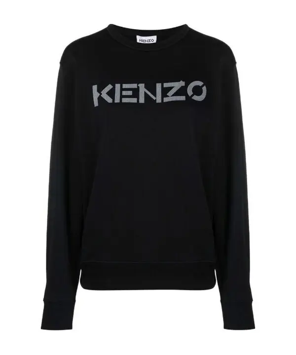 Kenzo Logo Print Cotton Sweatshirt - Black