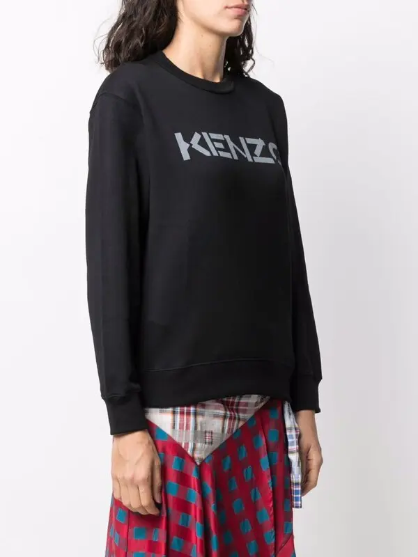 Kenzo Logo Print Cotton Sweatshirt - Black