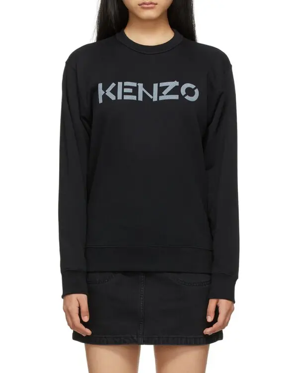 Kenzo Logo Print Cotton Sweatshirt - Black