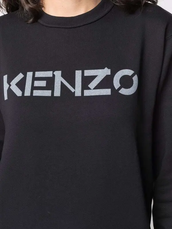 Kenzo Logo Print Cotton Sweatshirt - Black